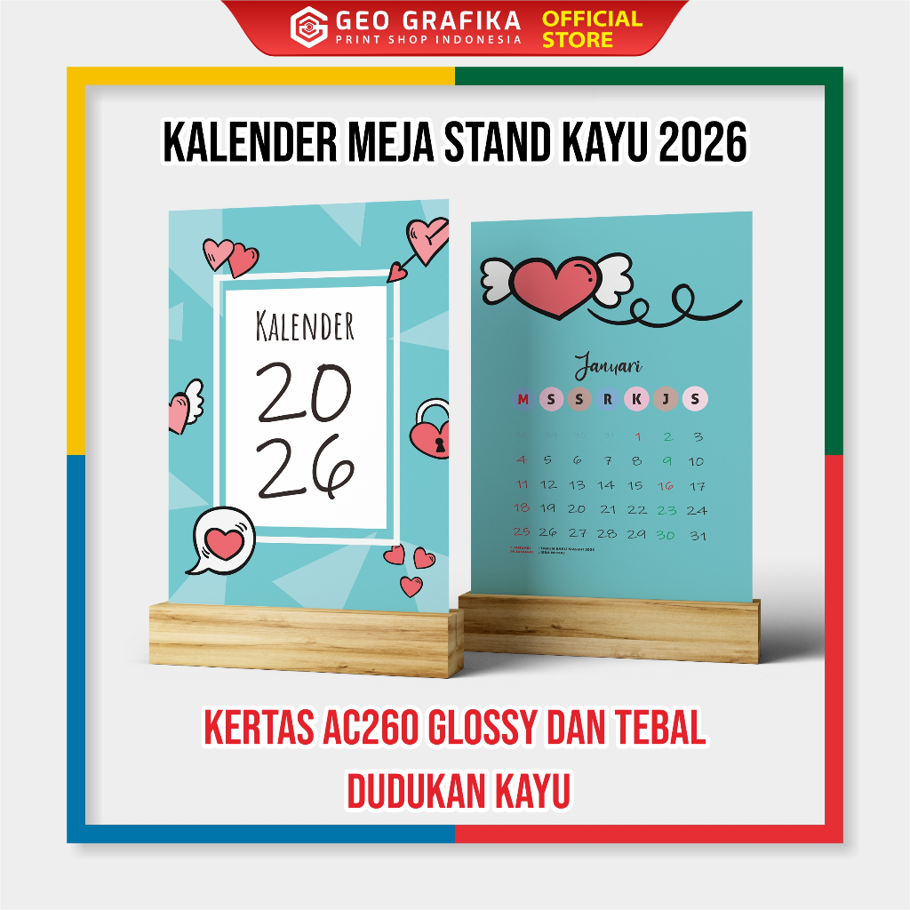 Jual Kalender Meja Stand Kayu ukuran A6 2026 - Geo Grafika | Shopee ...