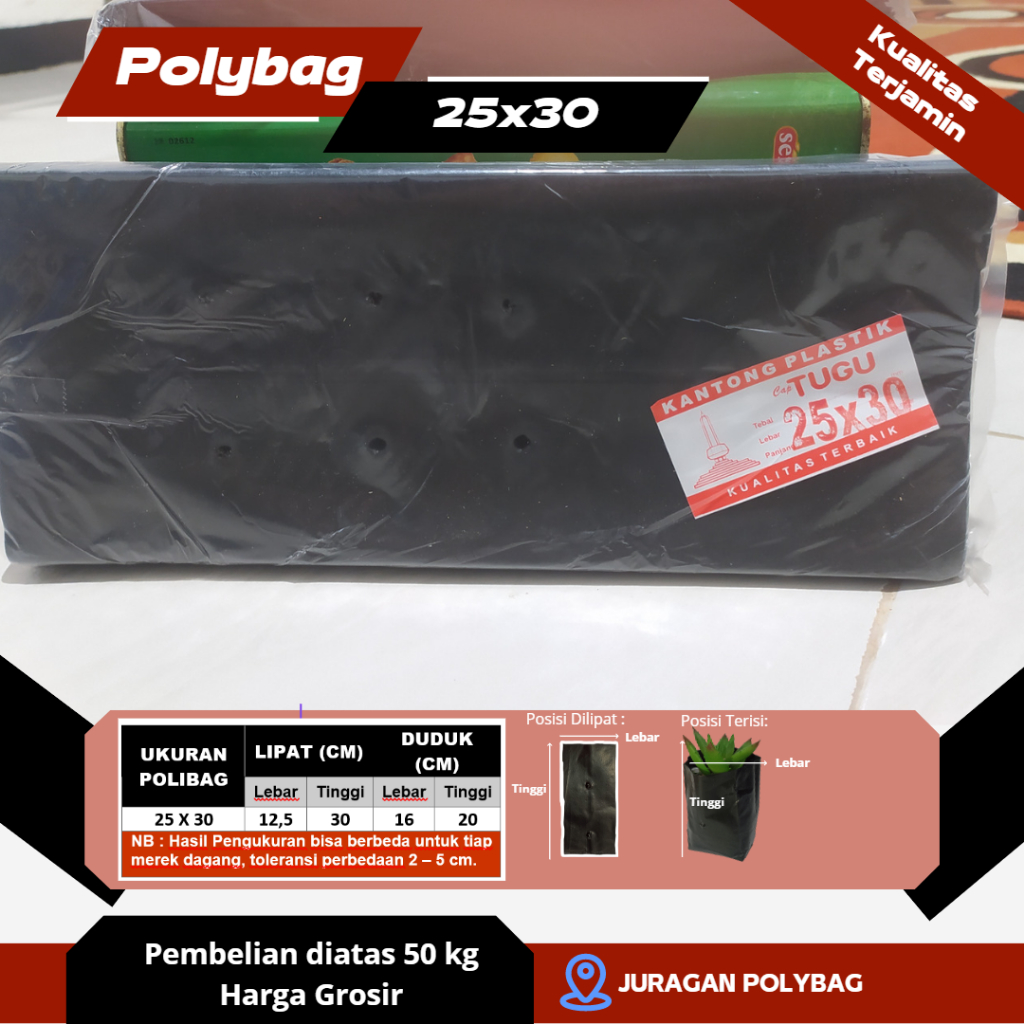 Jual 1kg Polybag Tanaman Ukuran 25x30 merk Tugu | Shopee Indonesia
