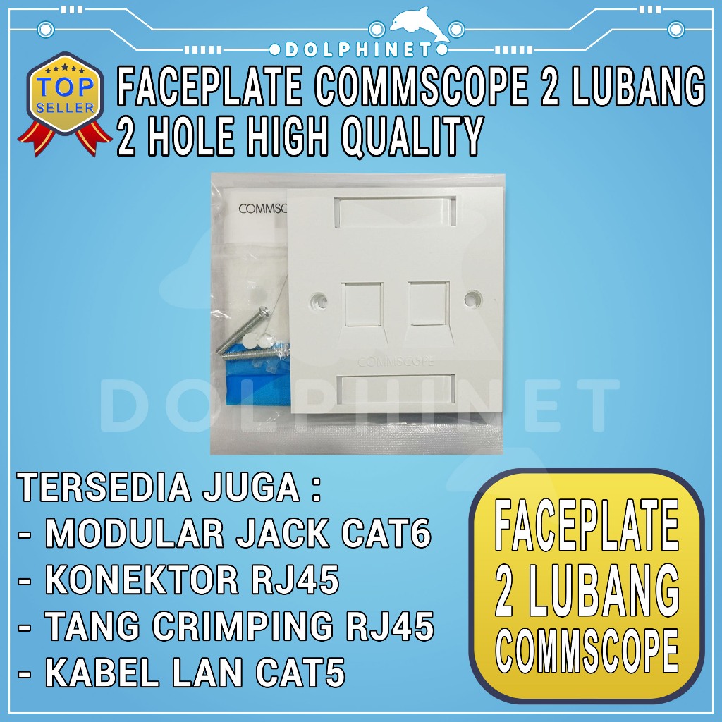 Jual Faceplate LAN RJ45 Wall Plate Single Double Hole Commscope ...
