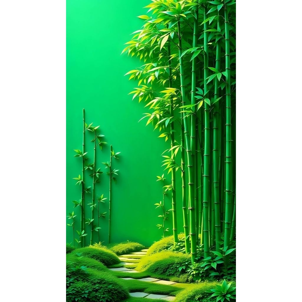 Jual hiasan dinding lukisan cetak pohon bambu elegan ukuran 100x50 plus ...