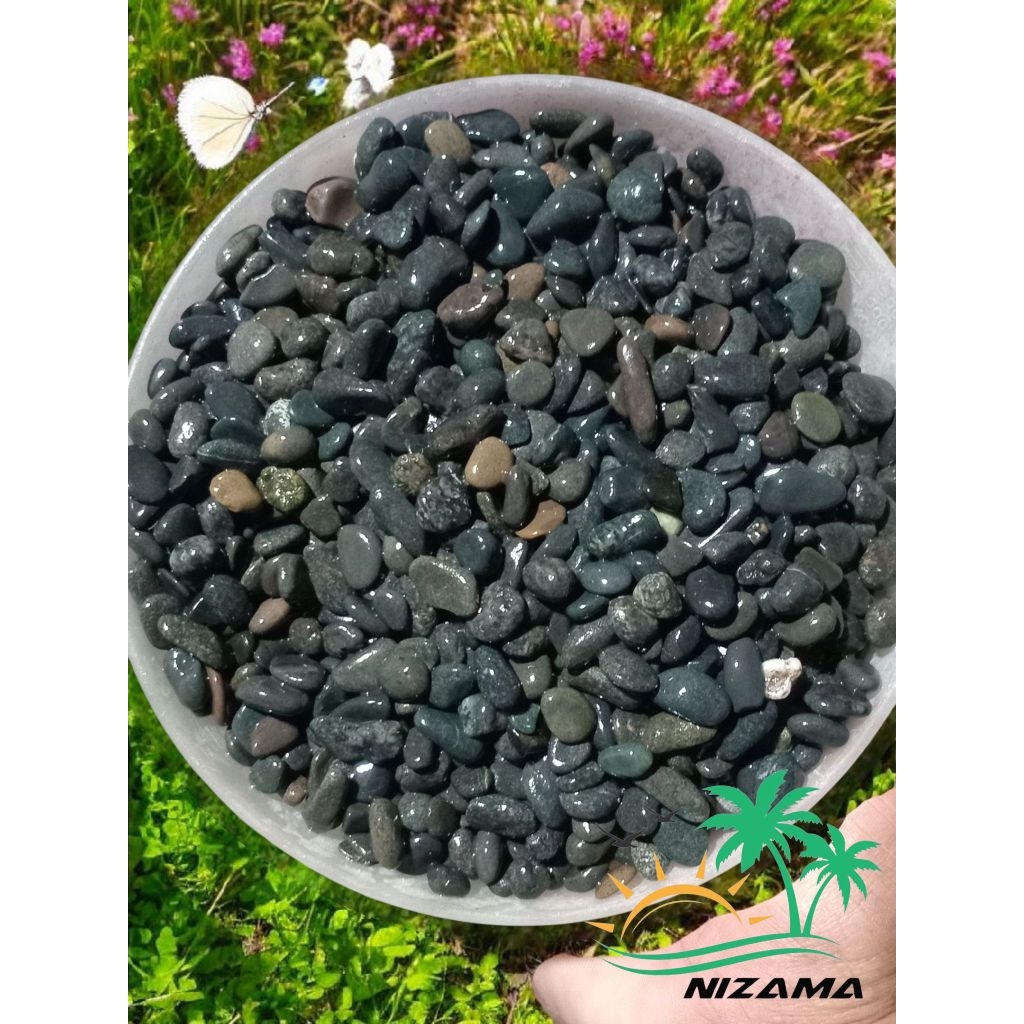 Jual 1kg batu hitam kecil/batu alor hitam kecil/Batu krikil hitam/Batu ...