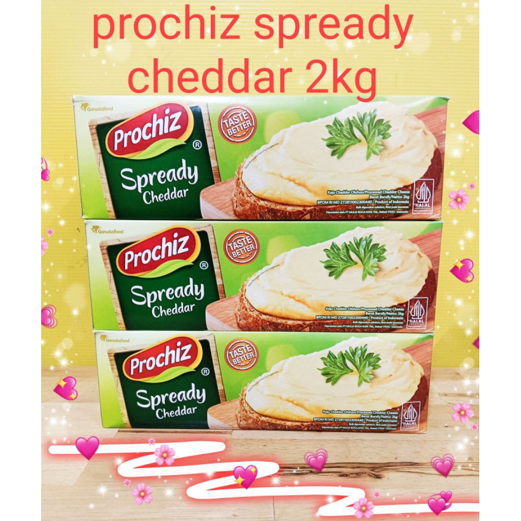 Jual KEJU PROCHIZ SPREADY CHEDDAR BLOK 2KG/KEJU OLES | Shopee Indonesia
