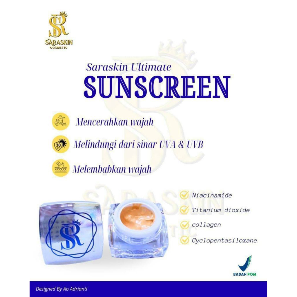 Jual SUNCREEN ULTIMATE SARASKIN (FREE LULUR ASY) | Shopee Indonesia
