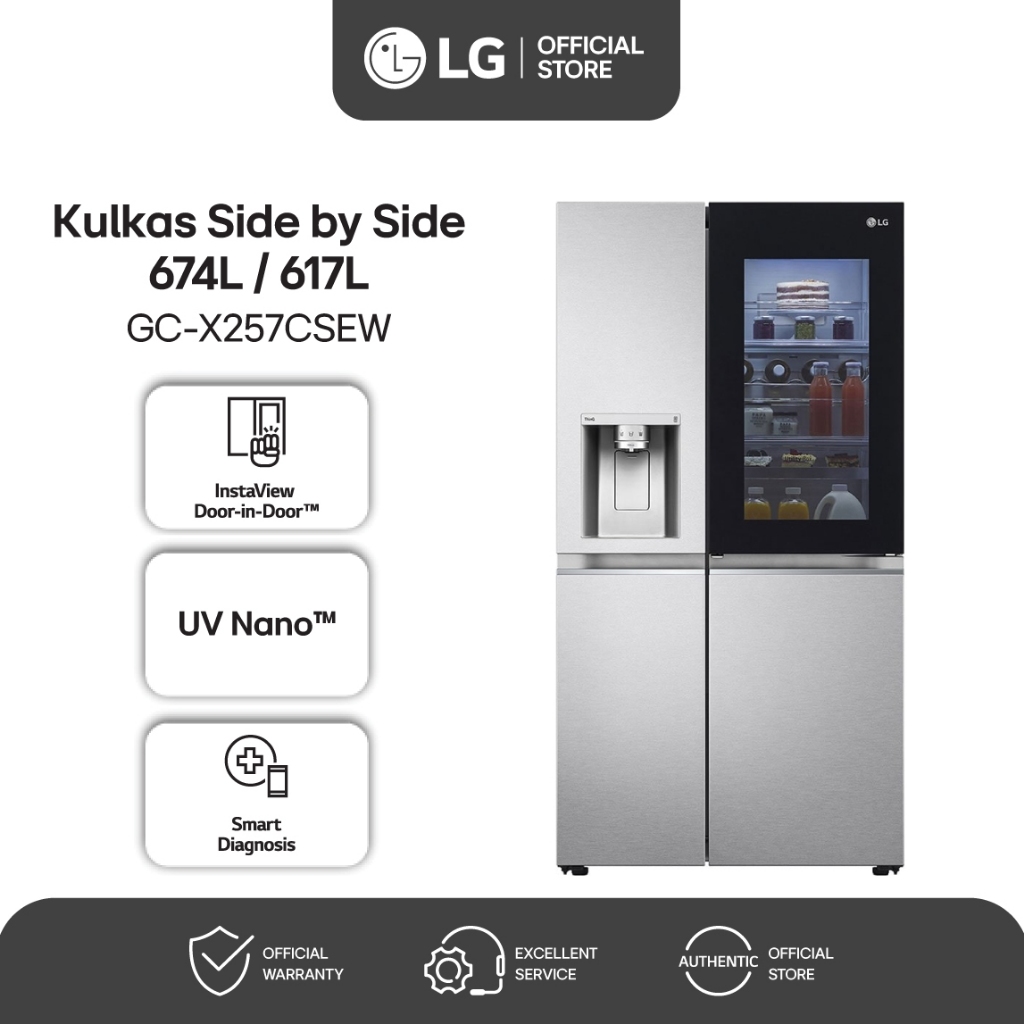 Jual [Free Instalasi] LG Kulkas Side by Side InstaView Door-in-Door™ 617L Dispenser - UVNano ...