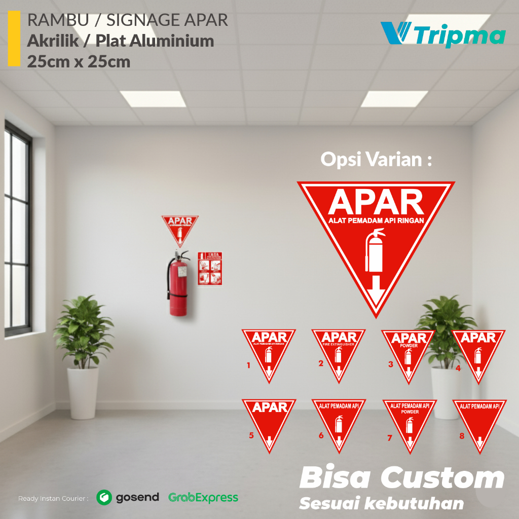 Jual Rambu Rambu Signage APAR - Segitiga 25cm x 25cm Akrilik Reflective ...