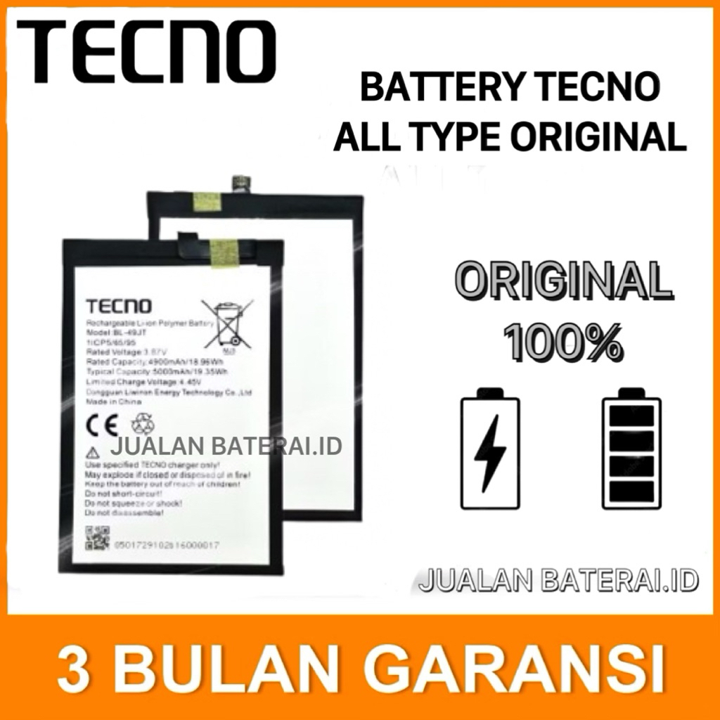 Jual Baterai Batre Tecno SPARK GO 4 5 6 20 20C 30 PRO VISION 1 2 3 PLUS ...