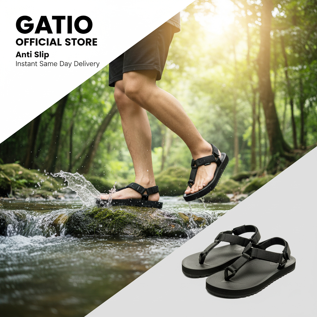 Jual Gatio RQ55 Sandal Gunung Pria Jepit Karet Traveling Hiking Tali ...