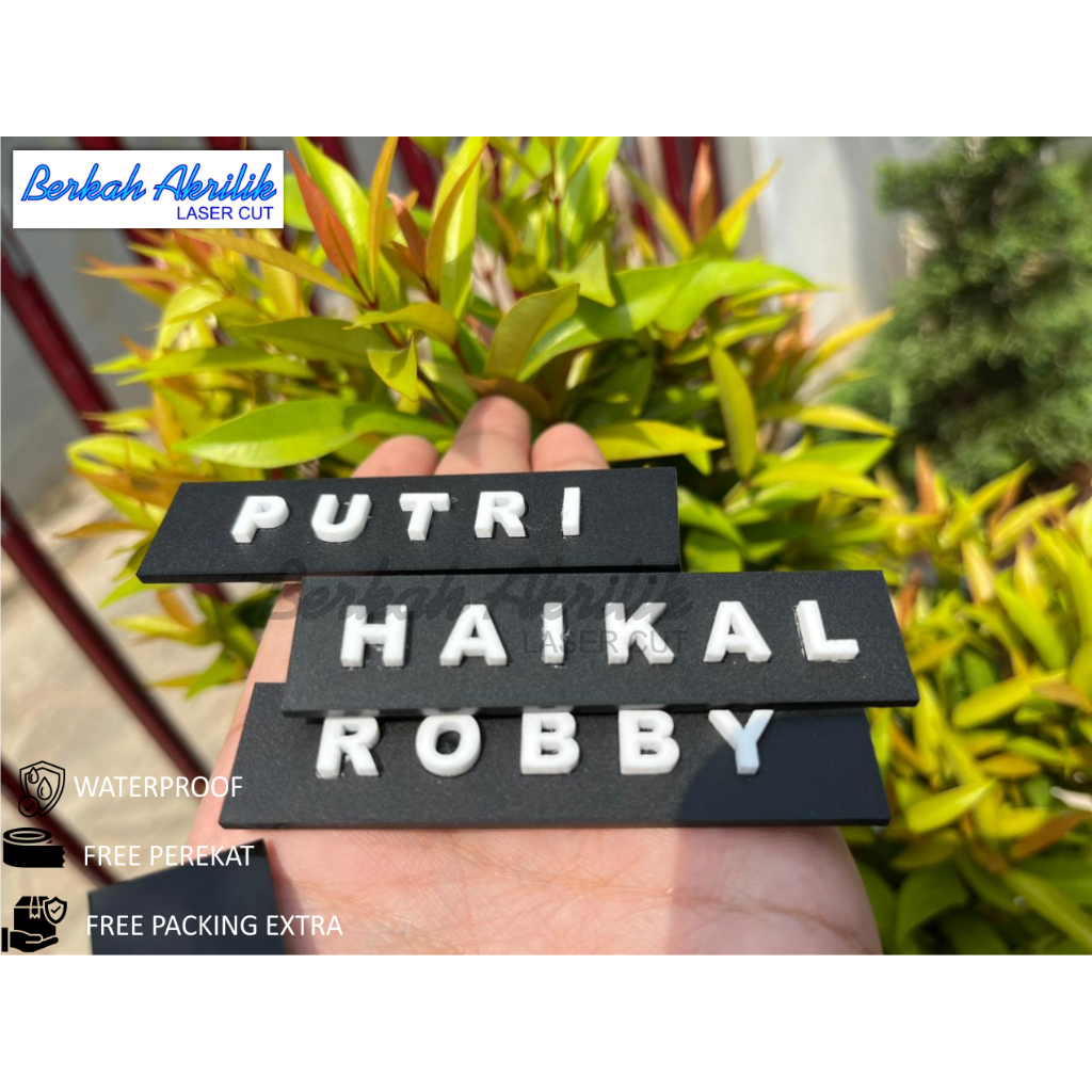 Jual Name Tag Dada Akrilik Doff Timbul 3D Custom - Laser Cut Premium ...