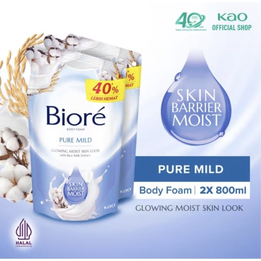 Jual Biore Sabun Mandi Cair Body Foam Tender Care Pure Mild Pouch 800 ...