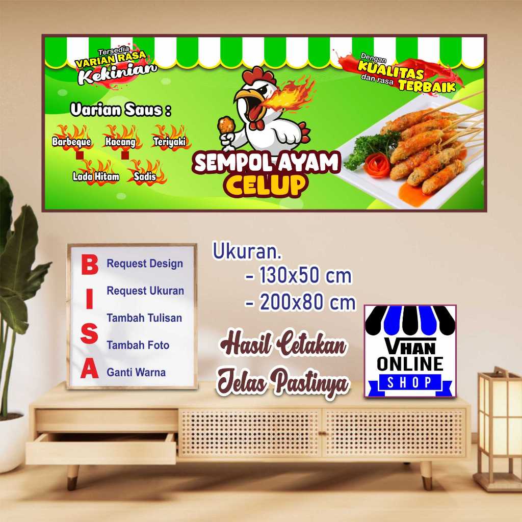 Jual Backdrop Spanduk Banner Jualan Sempol Ayam Celup Keren | Shopee ...
