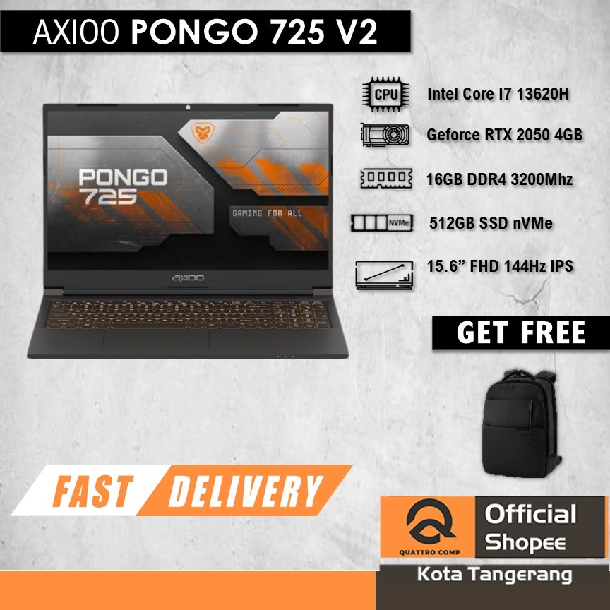Jual AXIOO PONGO 725 V2 I7 13620H RTX2050 4GB/ 16GB 512GB W11 15.6FHD ...