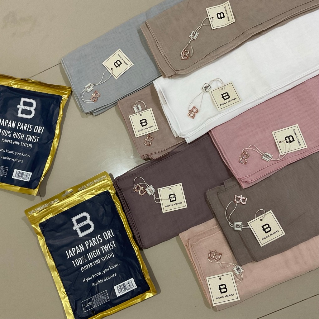 Jual Buckle Scarves Hijab Segi Empat paris Ori Kerudung Paris Japan ...