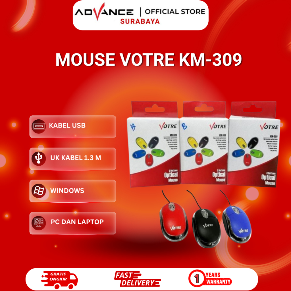 Jual Mouse Votre 309 / KM-309 Optical Wired USB | Shopee Indonesia