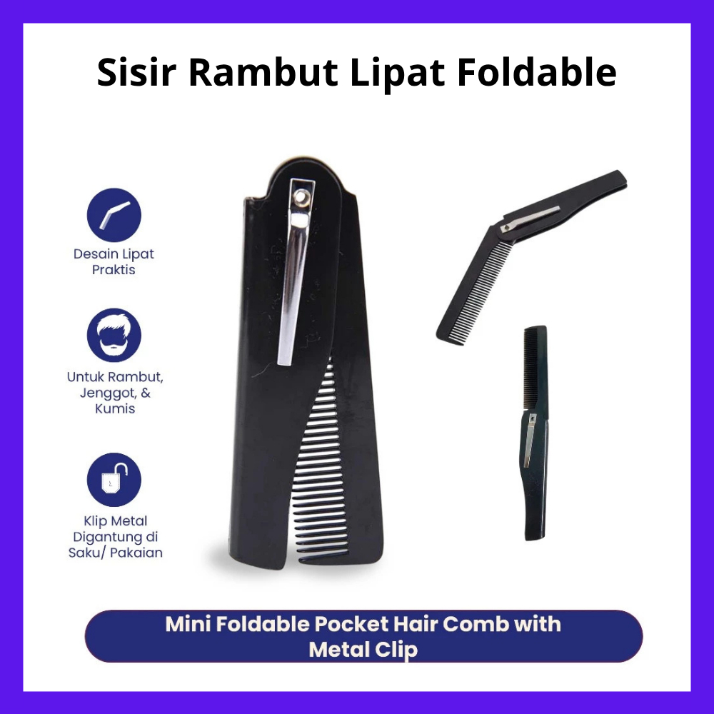 Jual Sisir Rambut Lipat Foldable Pocket Hair Comb Jungkat Sisir Jenggot ...