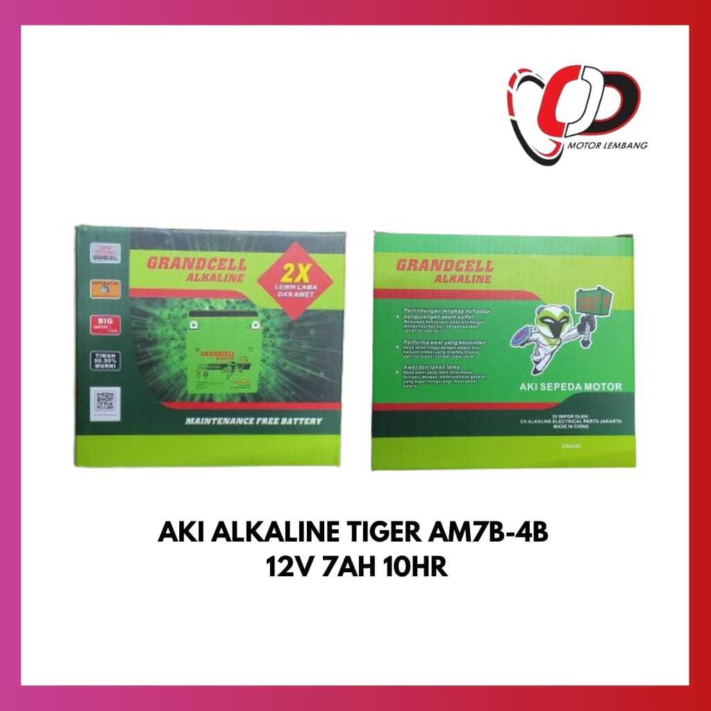 Jual AKI MOTOR ALKALINE AKI KERING TIGER AM7B-4B 12V 7AH 10HR ACCU ...