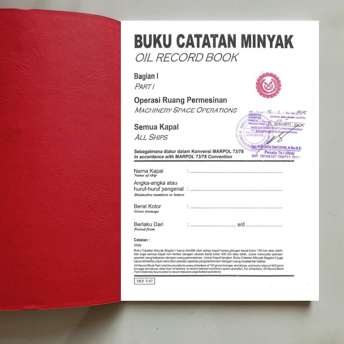 Jual Oil Record Book Part 1 TTd Syahbandar / Buku Catatan Minyak ...
