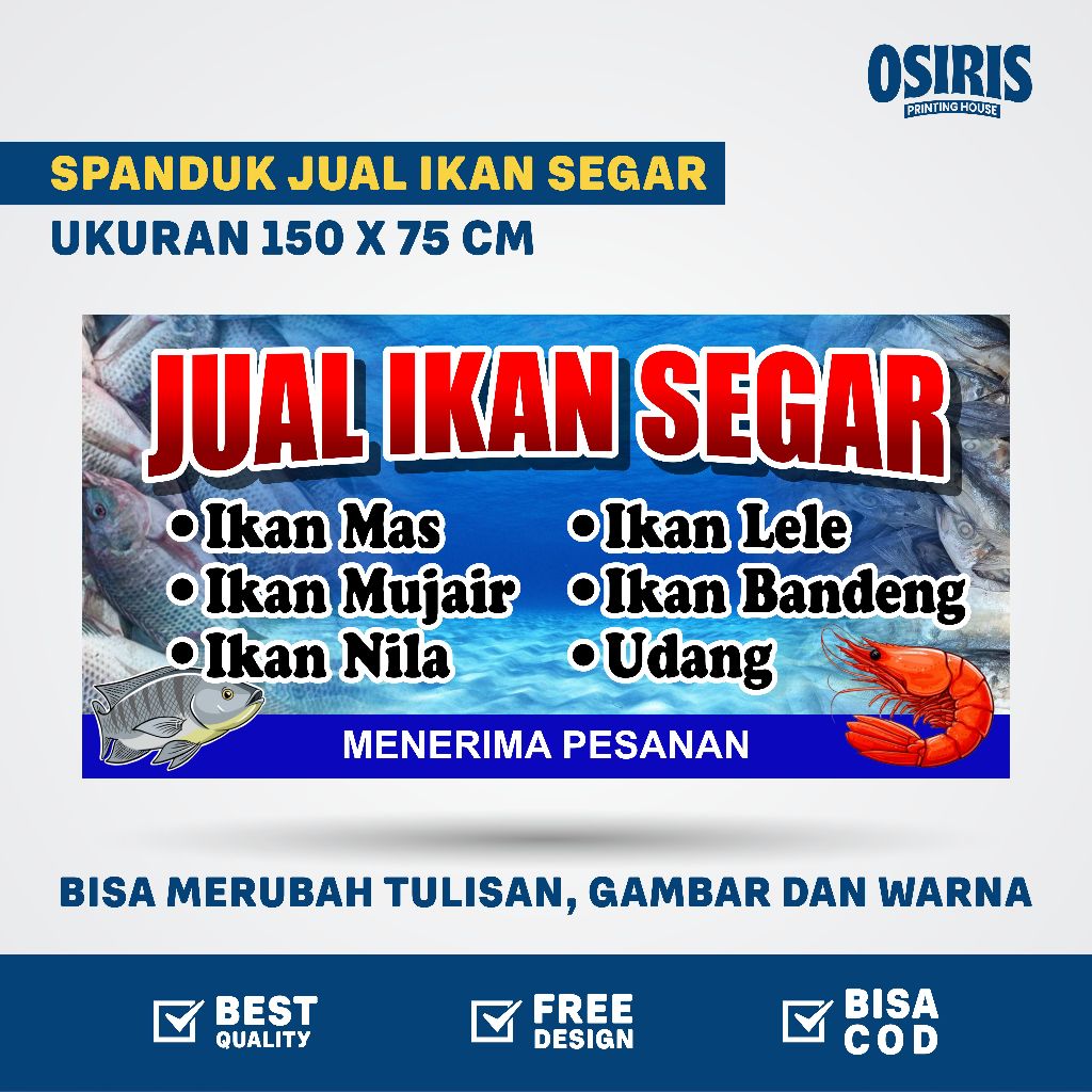 Jual CETAK SPANDUK/BANNER JUAL IKAN SEGAR - UKURAN 150 X 75 CM | Shopee ...