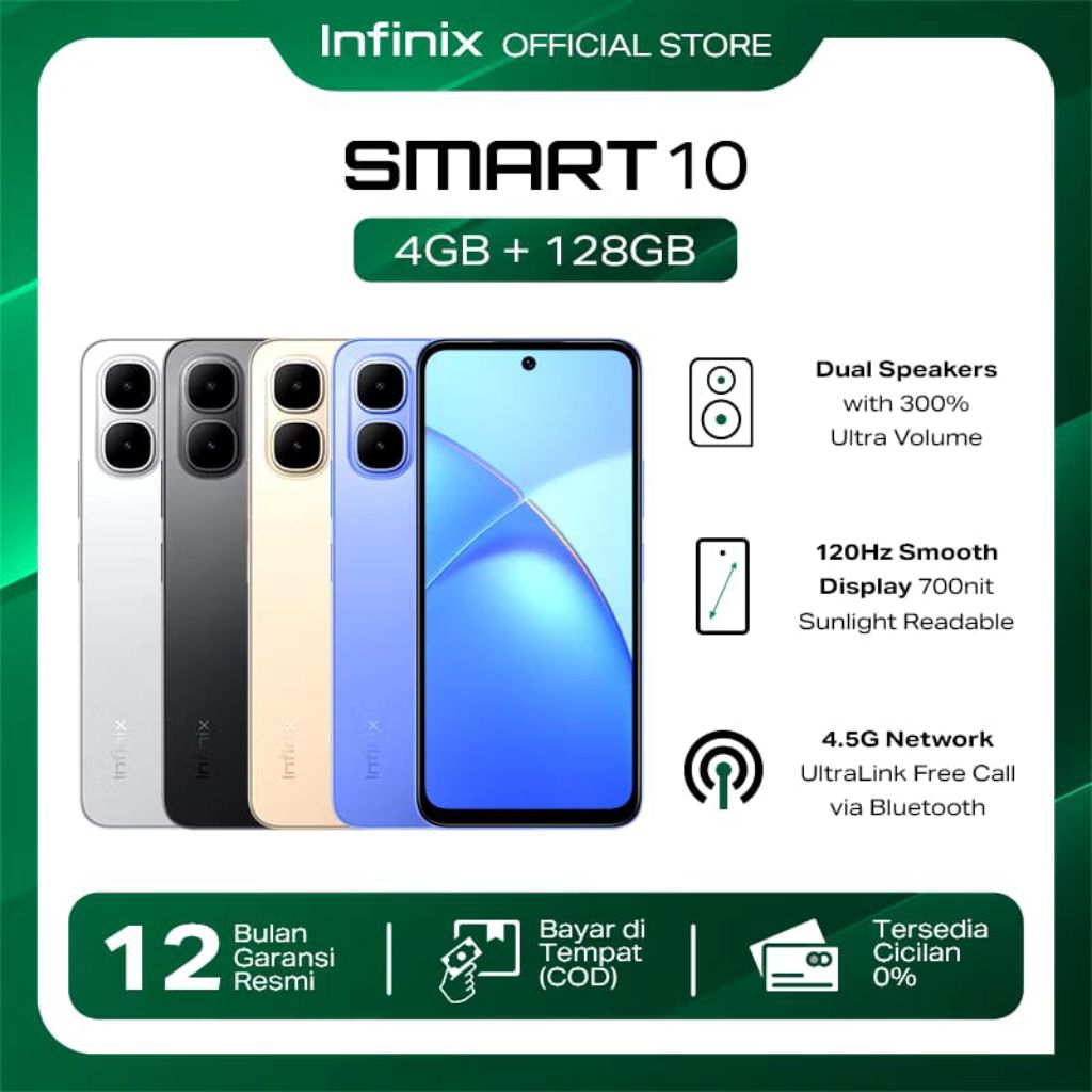 Jual Infinix Smart10 4G {4/64} {4/128} Baterai 5000 mAh Garansi Resmi ...
