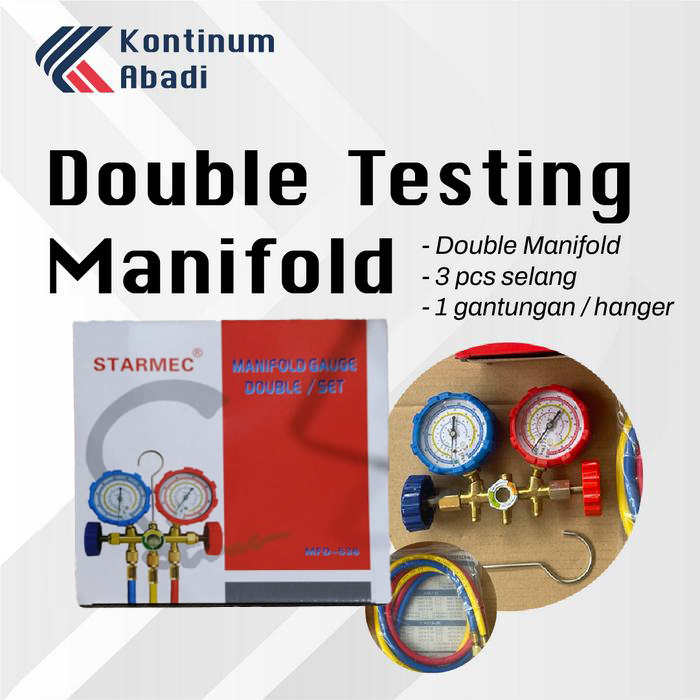 Jual Double Testing Manifold AC Set | R22 R32 R410 R134A ( lengkap ...