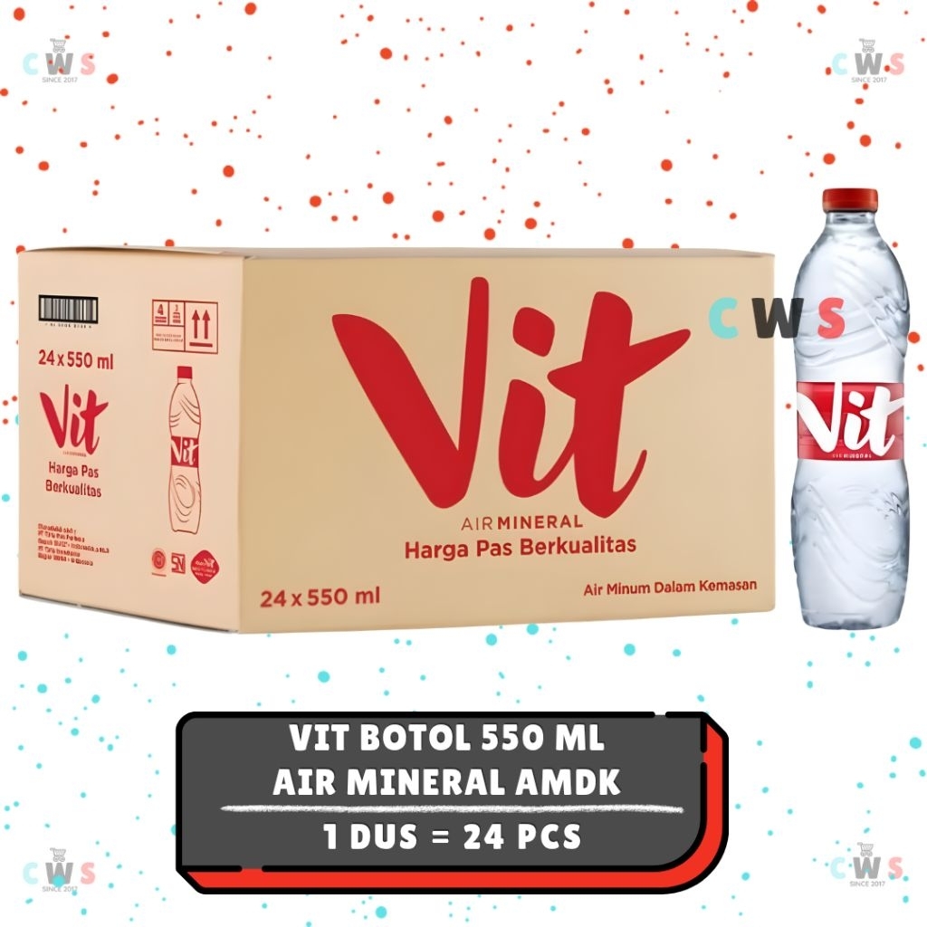 Jual VIT Botol 550 ml Air Minum Dalam Kemasan AMDK Murah - 1 Dus / 24 ...