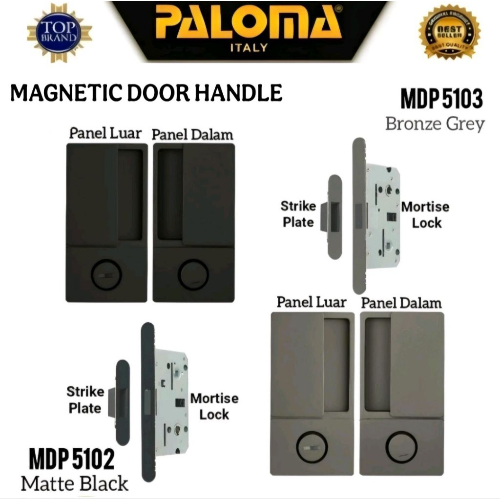 Jual PALOMA MAGNETIC DOOR HANDLE MDP 5102 MDP 5103 handle Tanam Magnet ...