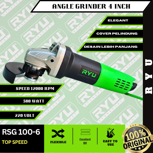 Jual Mesin Grenda Ryu Angle Grinder Tipe RSG100-3 RSG100-6 Uk' 4 Inch ...