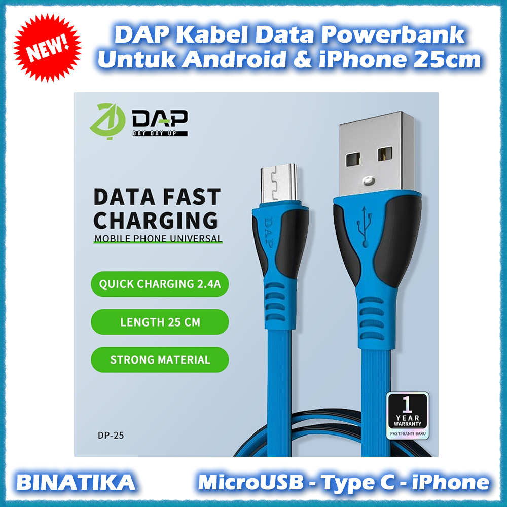 Jual DAP Kabel Data Powerbank Untuk Android & iPhone 25cm Fast Charging ...