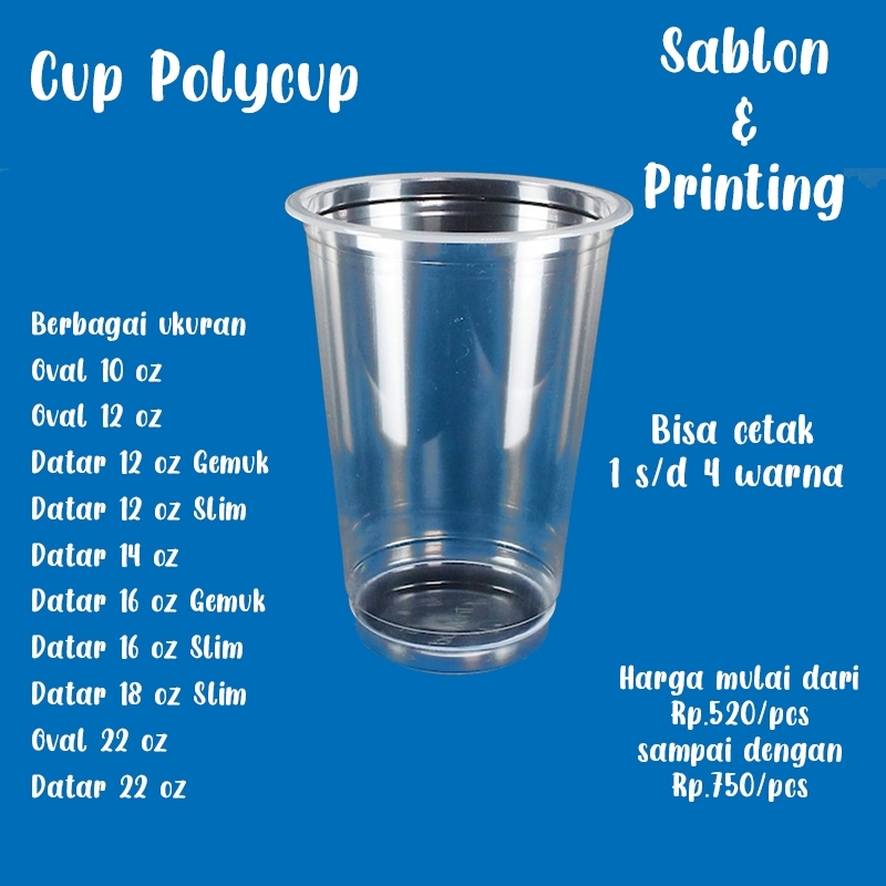 Jual Printing Cup Plastik Oval & Datar 12 oz, 14 oz, 16 oz, 18 oz dan ...