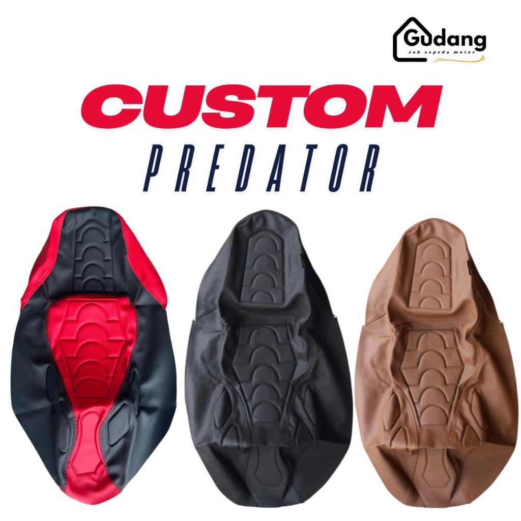 Jual cover jok variasi kulit jok CUSTOM PREDATOR nmax,pcx,aerox,beat ...