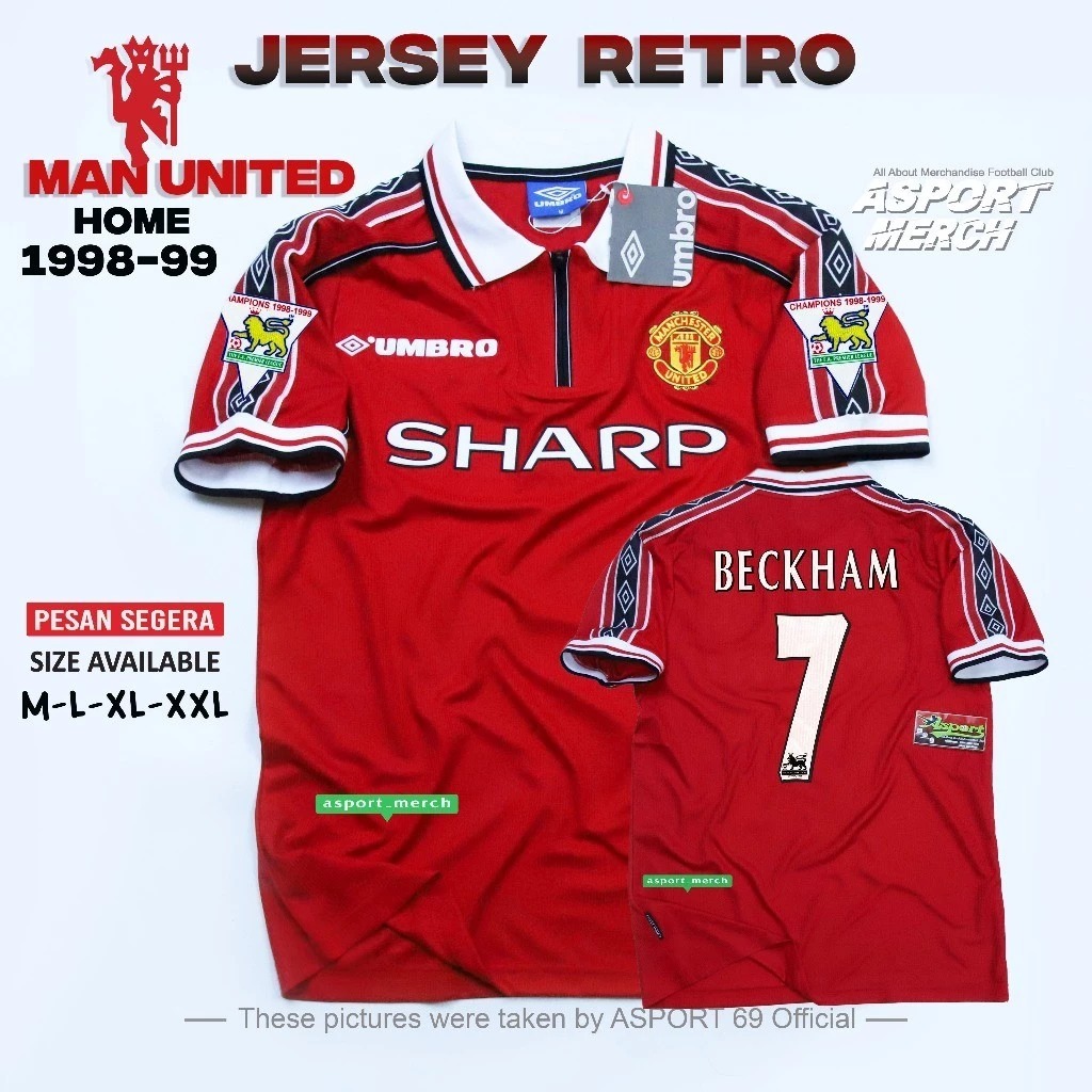 Jual RETRO MU MAN UNITED HOME 1998 1999 MU TREBLE 98 99 | Shopee Indonesia