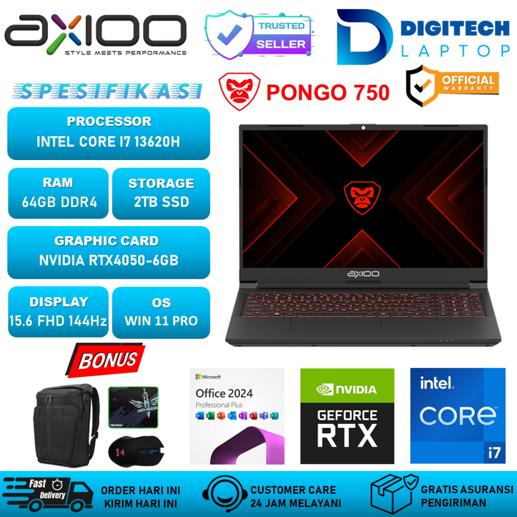 Jual Laptop Gaming Axioo Pongo 750 Intel i7 13620H 64GB RAM 2TB SSD ...