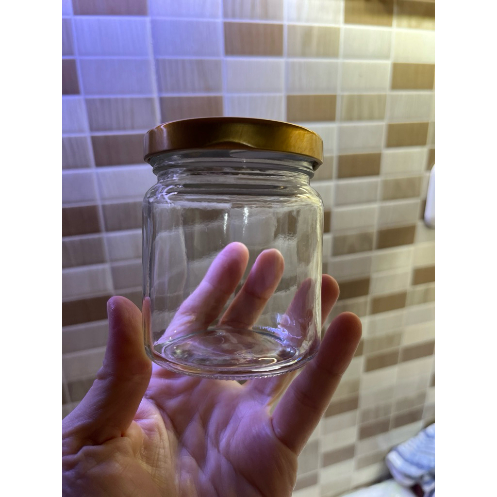 Jual botol kaca tutup besi emas BEKAS BONE BROTH / glass jar 250 ml ...