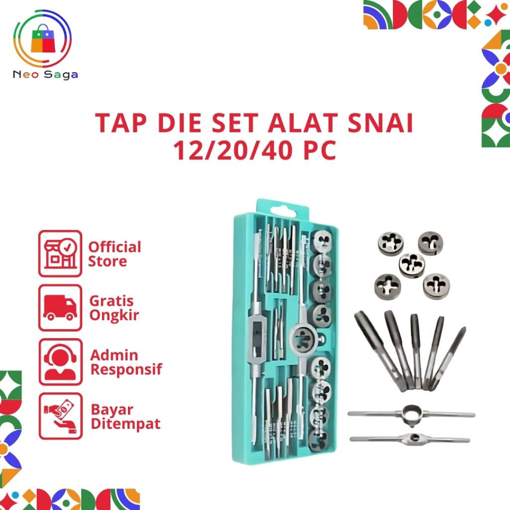 Jual Tap Die Set Alat Snai dan Tap Ulir Dart Mur Baut Alat Senai 20pcs ...