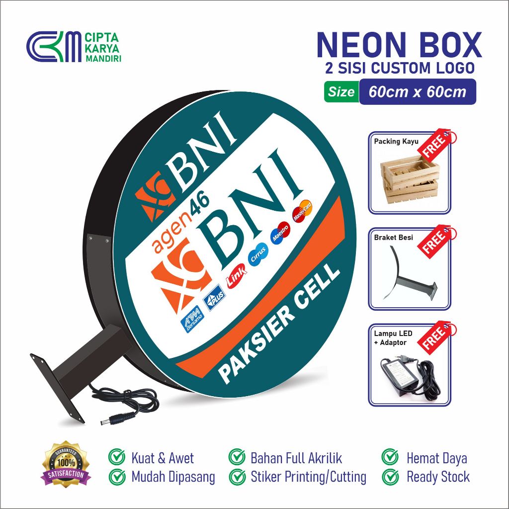 Jual Neon Box Agen BNI | Neon Box Premium Akrilik Outdoor | Shopee ...