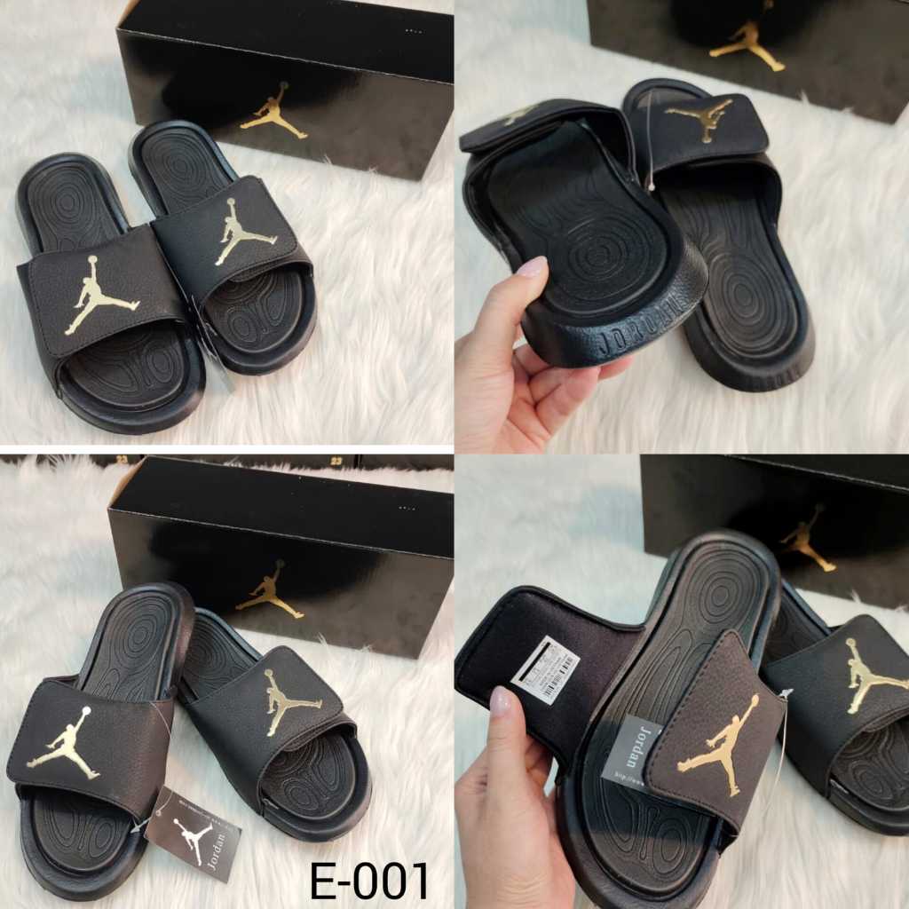Jual E-1 Sandals Slipper Jordan Hydro Black Gold | Shopee Indonesia