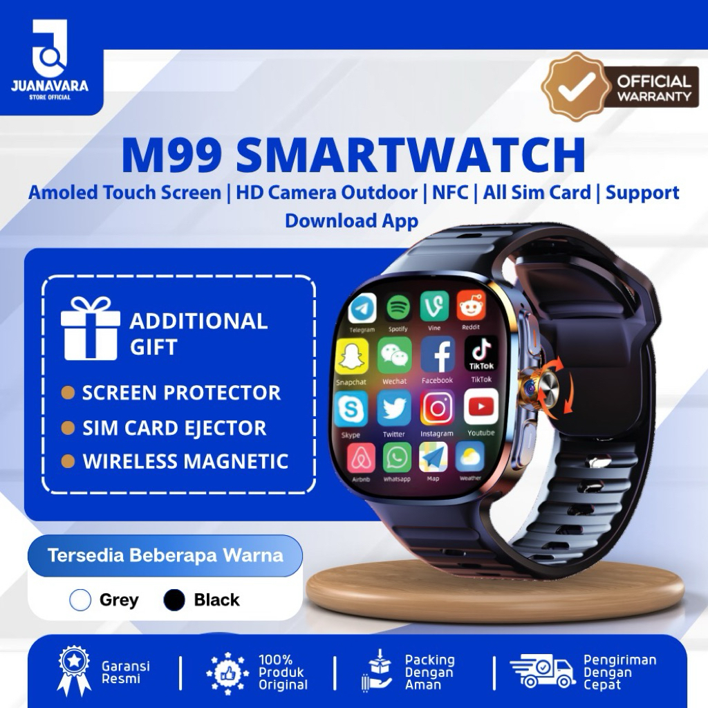 Jual JUANAVARA STORE-M99 smartwach simcard jam tangan android | 4G/5G ...
