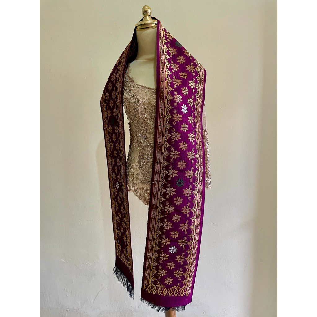 Jual Selendang Songket Sidemen Besar - pink gelap | Shopee Indonesia