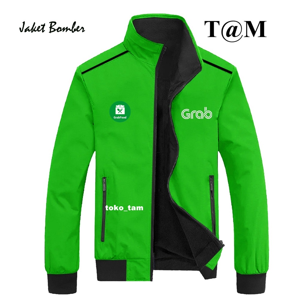 Jual Jaket bomber windbreakers logo grab grabbike grabfood waterproof ...