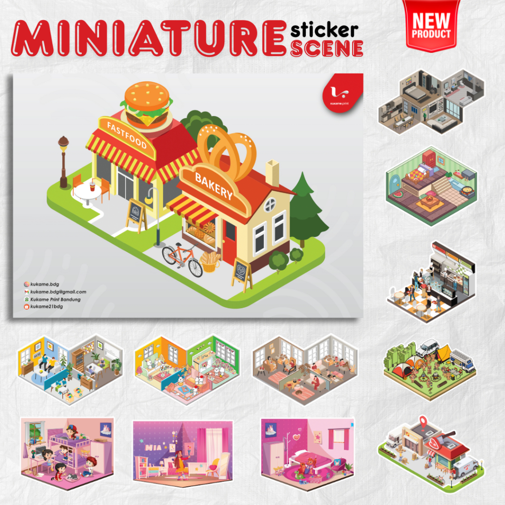 Jual Sticker DIY | Miniature Sticker Scene | Sticker 3D | Shopee Indonesia