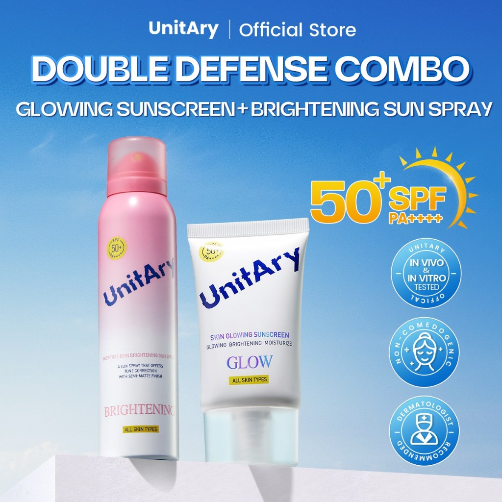 Jual [DOUBLE DEFENSE COMBO]Unitary Skin Glowing Sunscreen SPF50+ PA ...