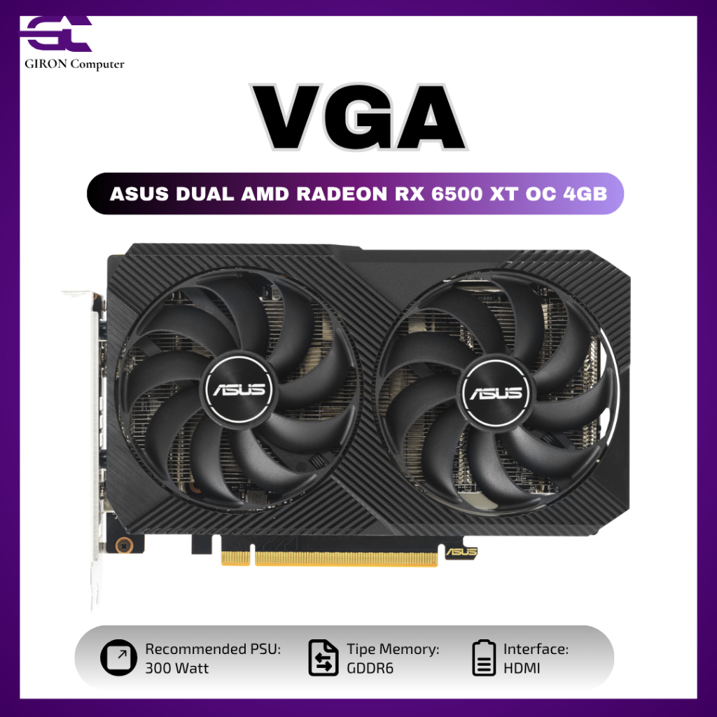 Jual ASUS DUAL AMD RADEON RX 6500 XT OC 4GB GDDR | Shopee Indonesia