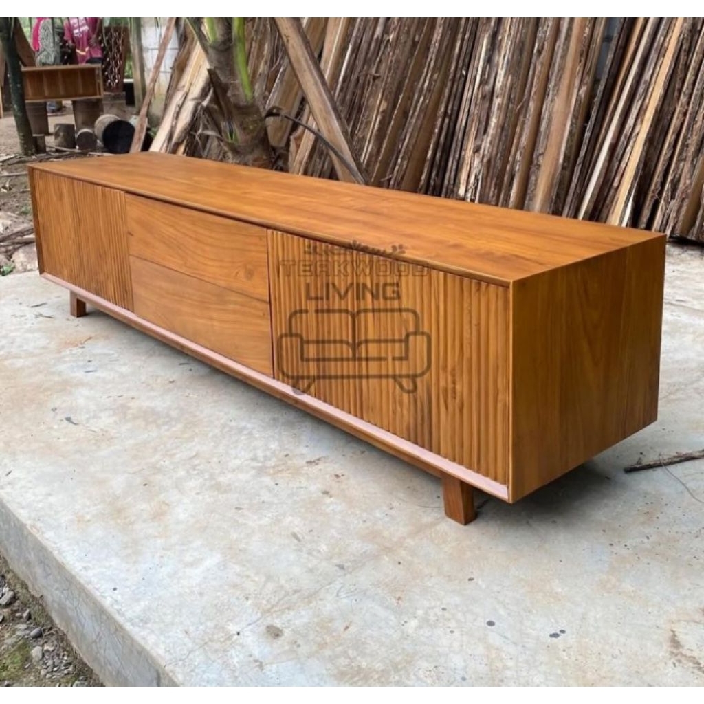 Jual Buffet TV Minimalis Buffet Salur Rak TV Meja TV Kayu Jati Natural ...