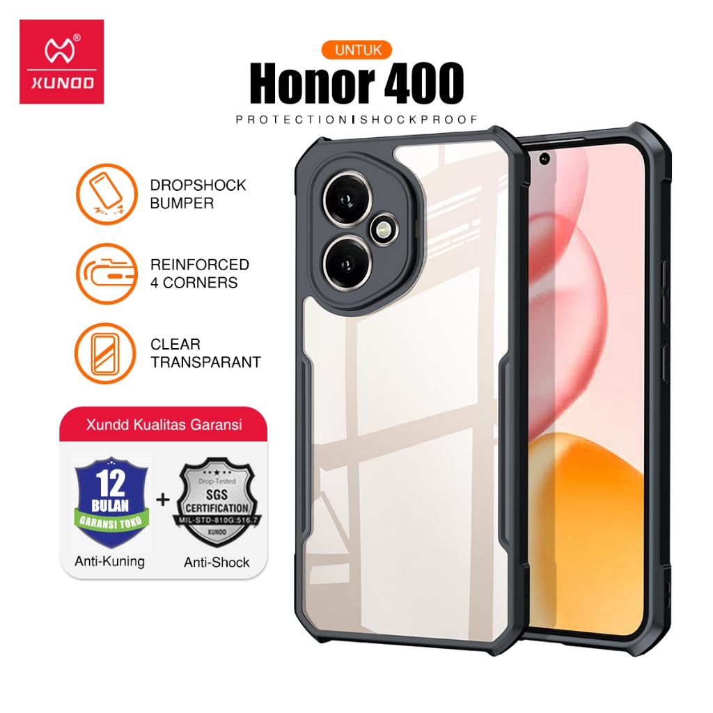 Jual XUNDD Case Untuk Honor 400 6.55 inch Shockproof Slim Transparan ...