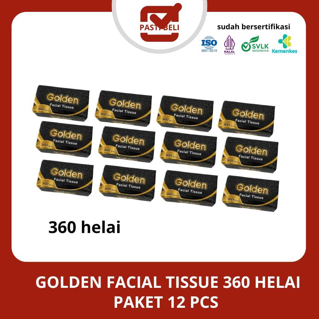 Jual ( 12 pcs )TISSUE GOLDEN 360 HELAI PAKET 12 PCS TISU WAJAH HALUS ...