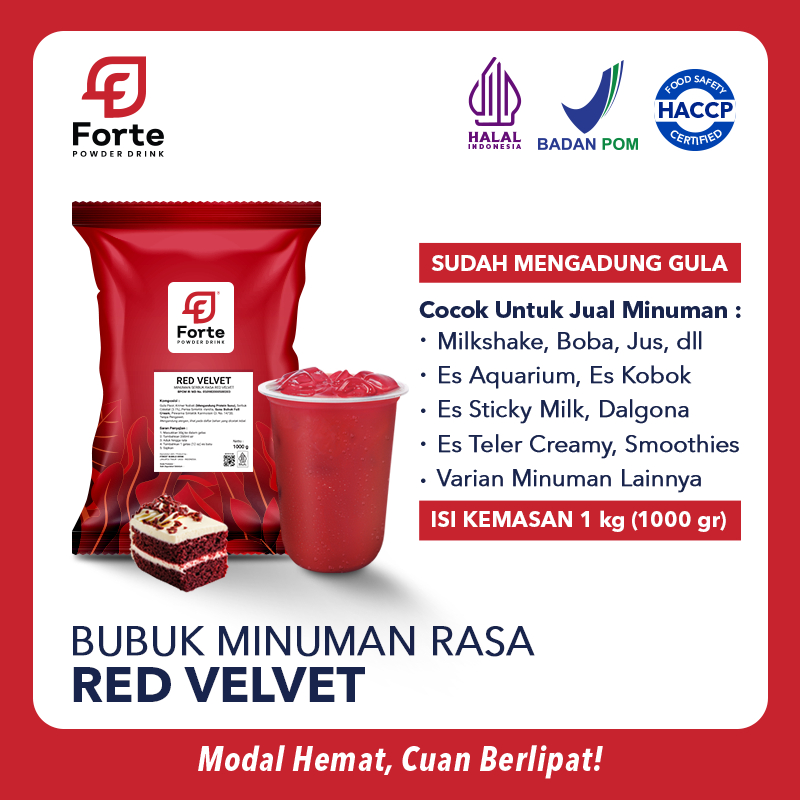 Jual Bubuk Minuman RED VELVET 1000gr - FORTE Powder Drink Serbuk Plus ...
