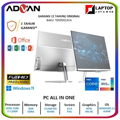 Jual PC ADVAN All In One Intel Core i7-1280P 8GB 512GB SSD Windows 11 ...