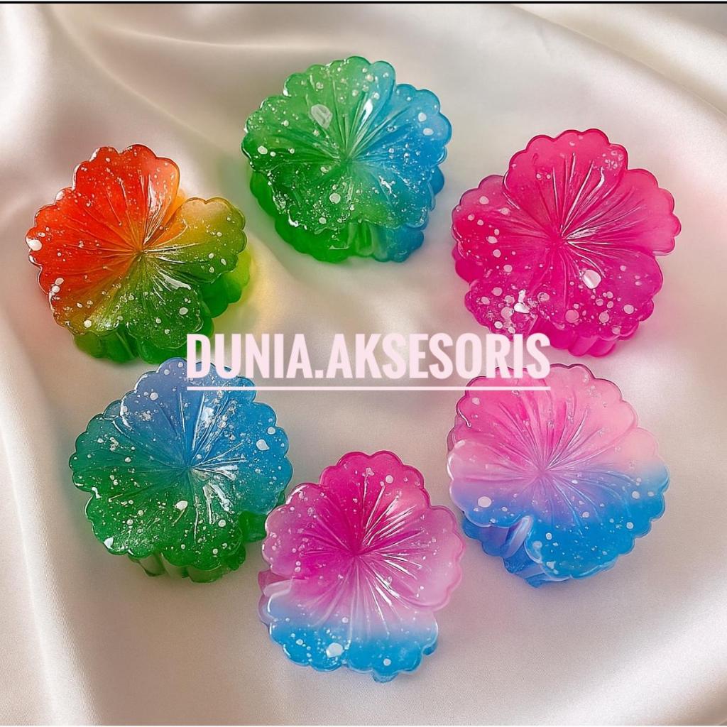 Jual JEPITAN RAMBUT MODEL BUNGA KEMBANG SEPATU RAINBOW 8CM | Shopee ...