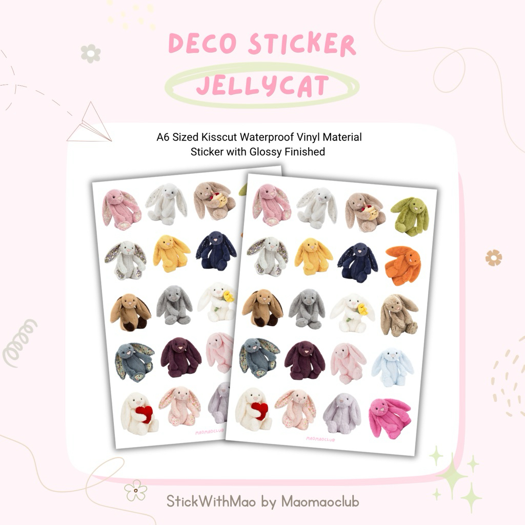Jual Jellycat Bunny Rabbit Deco Sticker Sheet for Journal Journaling ...