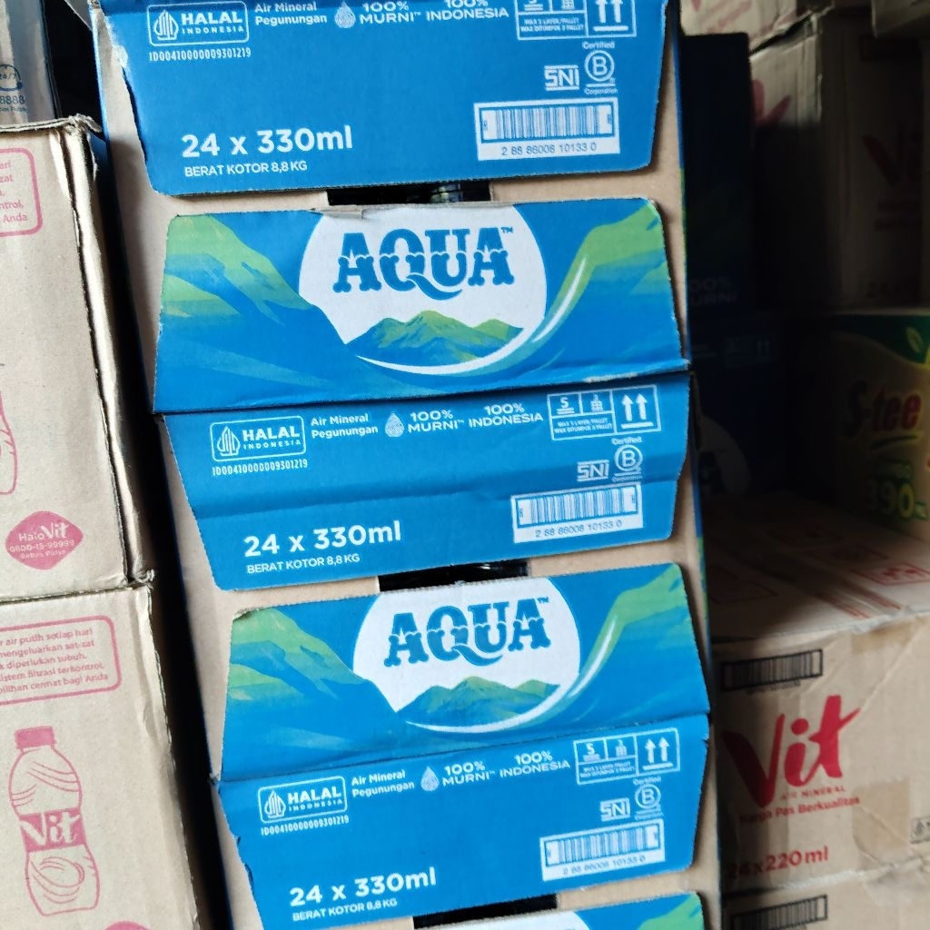 Jual Aqua botol 330 ml 1 karton isi 24 btl | Shopee Indonesia