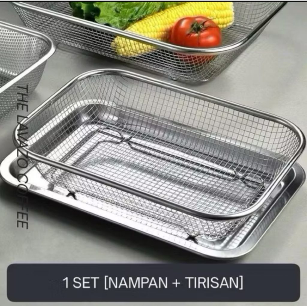 Jual Wadah Peniris Set capitan Stainless Tebal Tahan Karat Saringan ...
